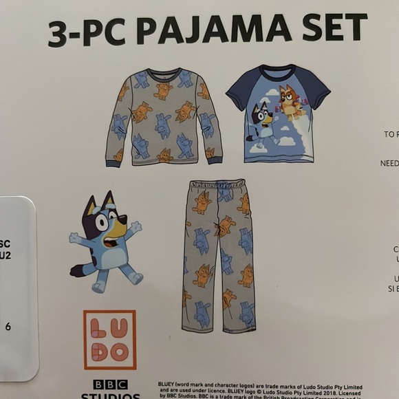 Bluey | Pajamas | Bluey 3pc Pajama Set Xsmall 4 Jetpack Bingo | Poshmark